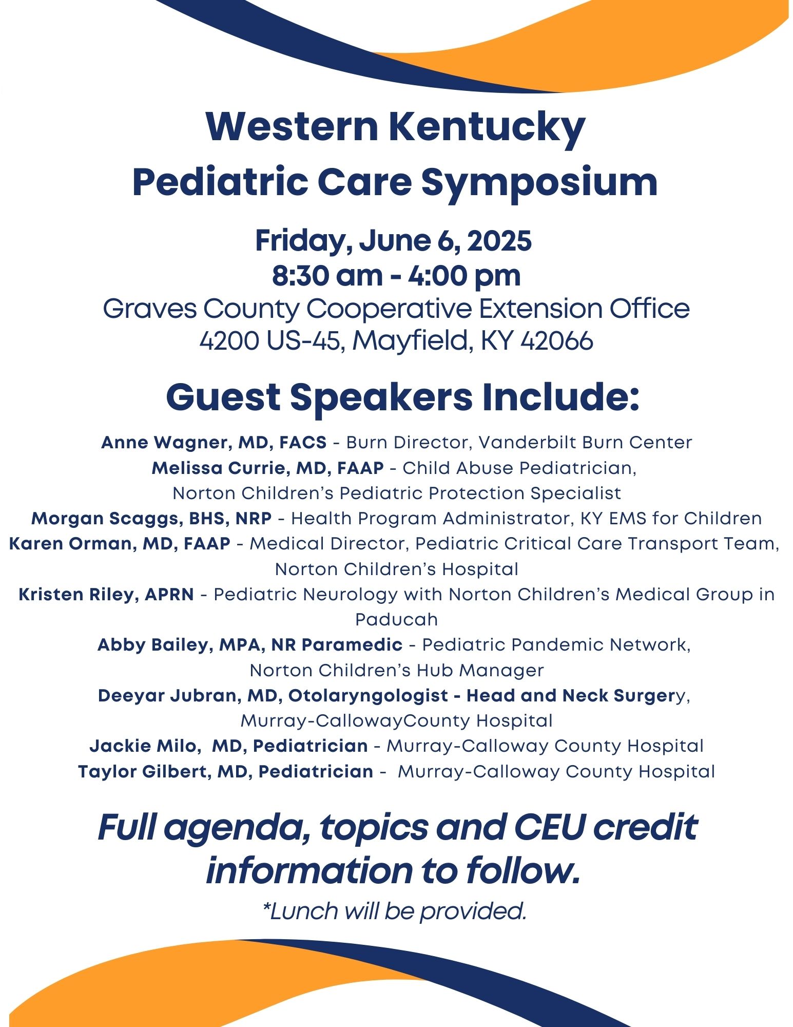MCCH Hosts Western Kentucky Pediatric Care Symposium - Murray-Calloway ...